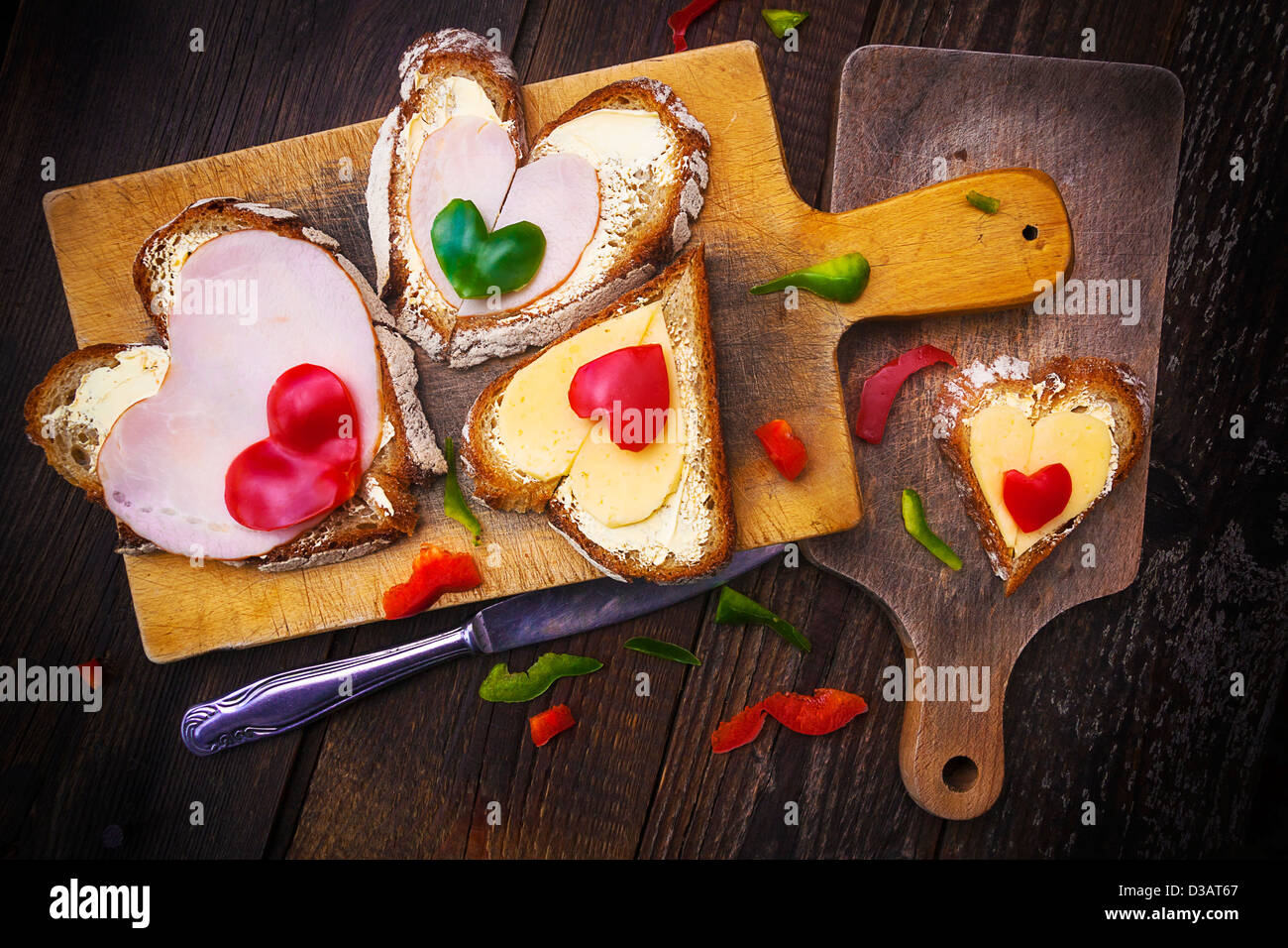 Image from creative food series: hearts sandwiches Stock Photo - Alamy