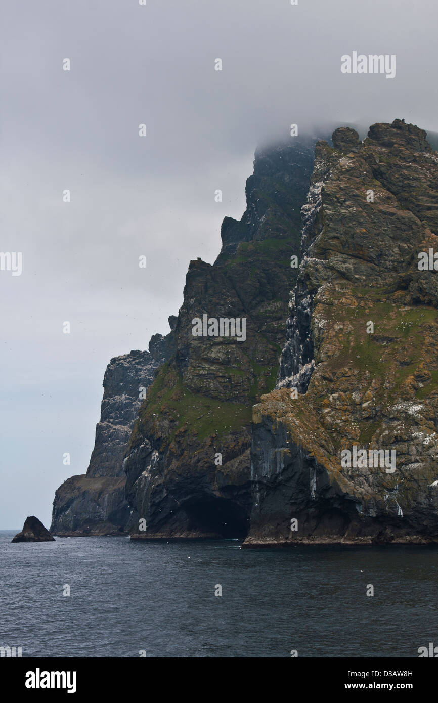 The sea stacs of Stac Lee, Stac An Armin and the island of Boreray with ...