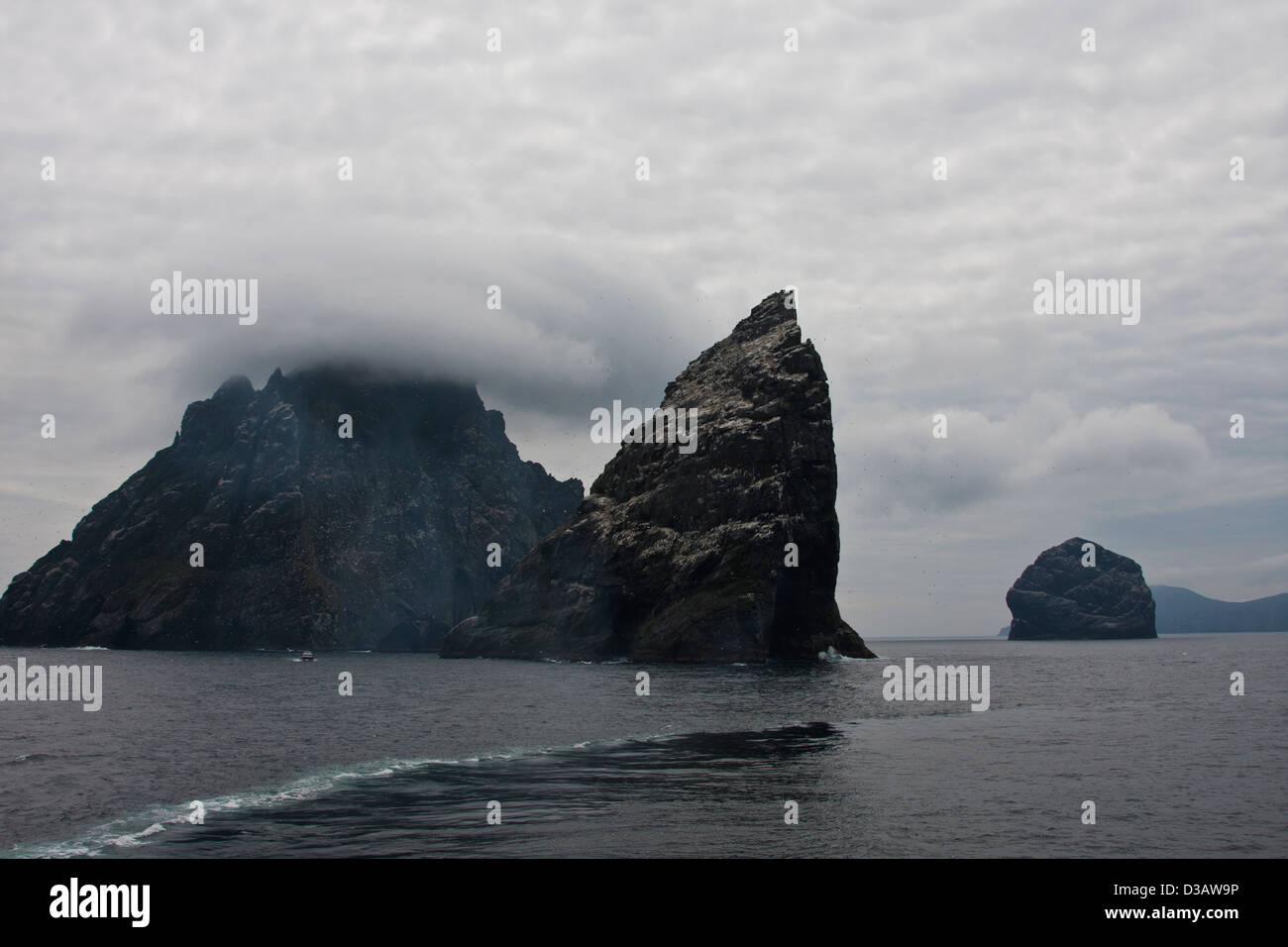 The sea stacs of Stac Lee, Stac An Armin and the island of Boreray with ...
