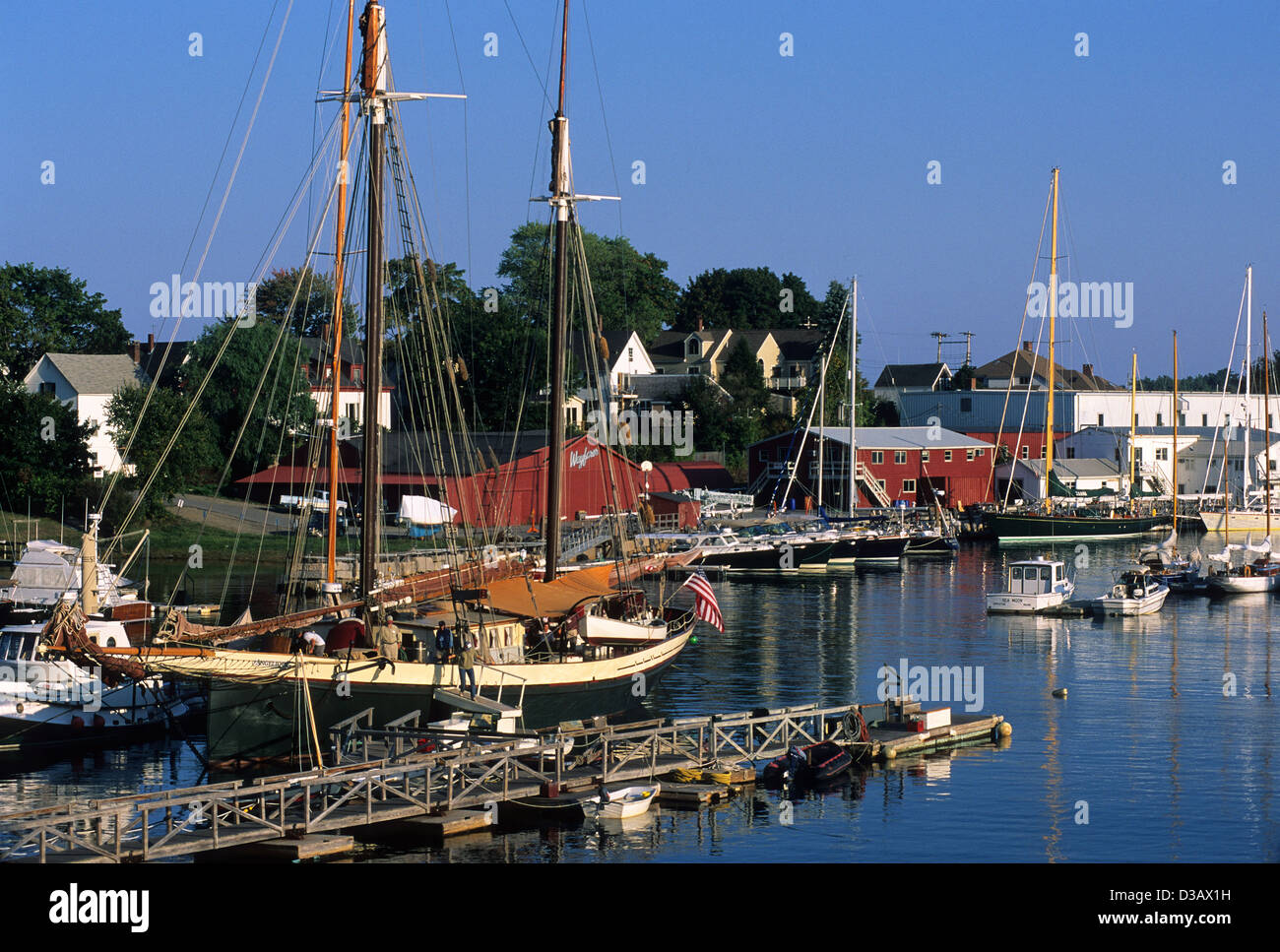Elk282-1623 Maine, Camden, harbor with modern schooners Stock Photo - Alamy