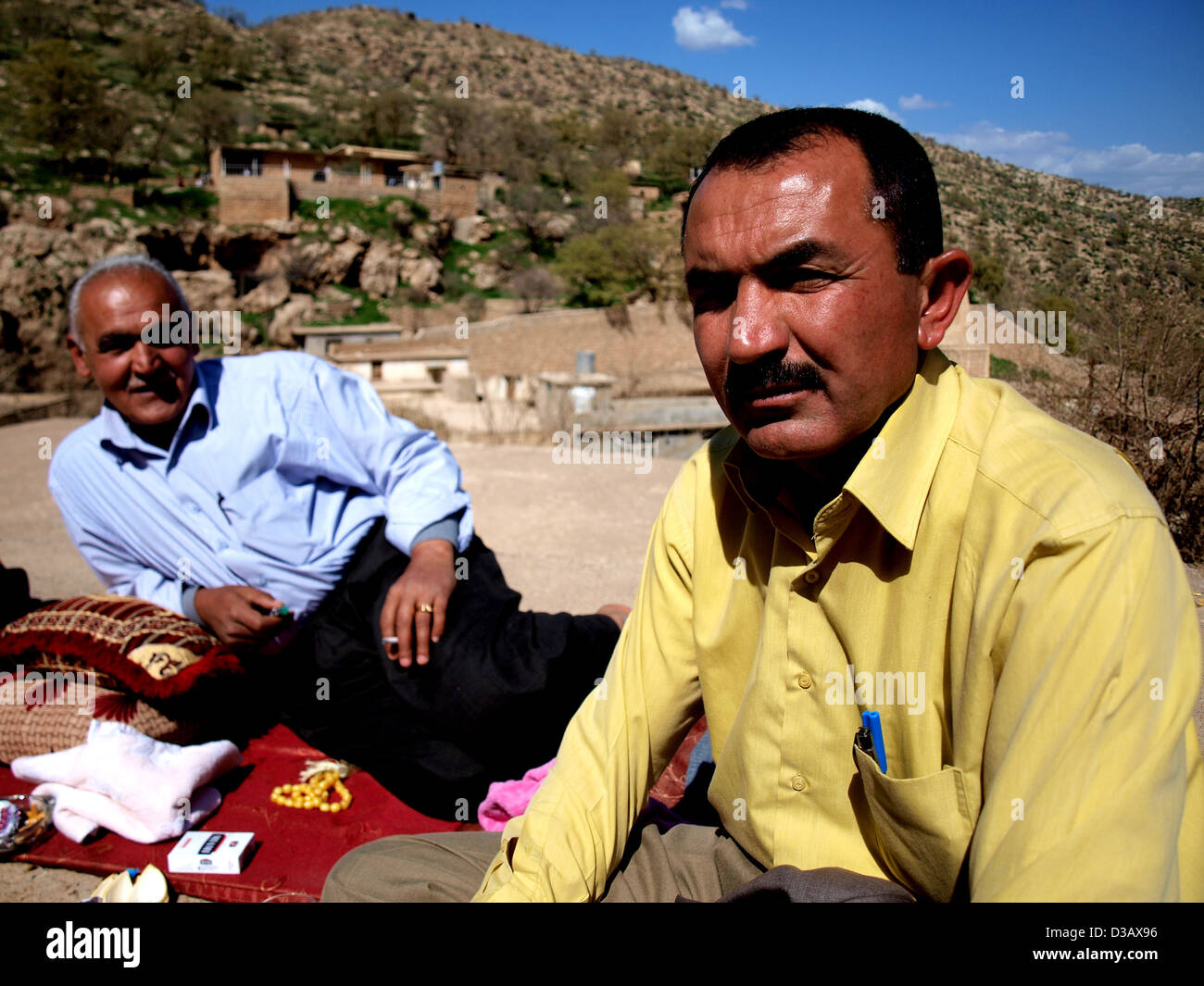 Yazidi kurds at the tomb of Sheikh Adi, in Lalish, in the foothills of ...