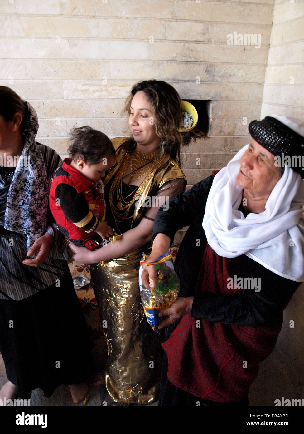 Yazidi kurds at the tomb of Sheikh Adi, in Lalish, in the foothills of ...