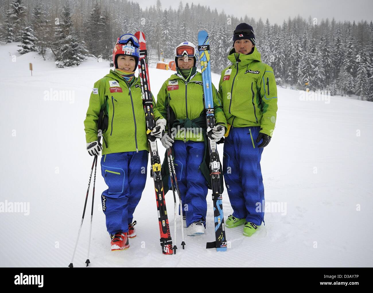 Schladming, Austria. 14th February 2013. (L-R) Emi Hasegawa, Mizue ...