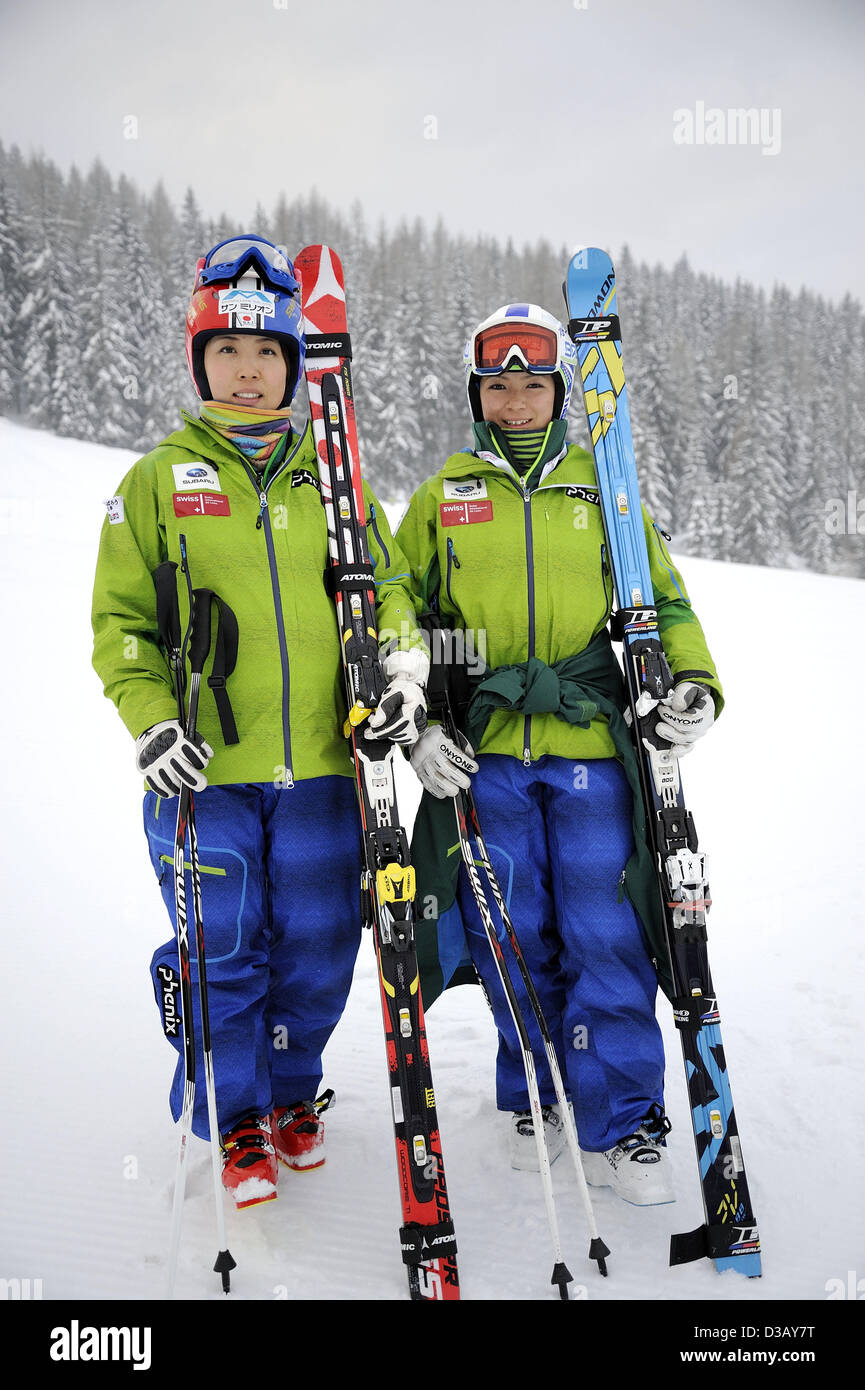 Schladming, Austria. 14th February 2013. (L-R) Emi Hasegawa, Mizue ...