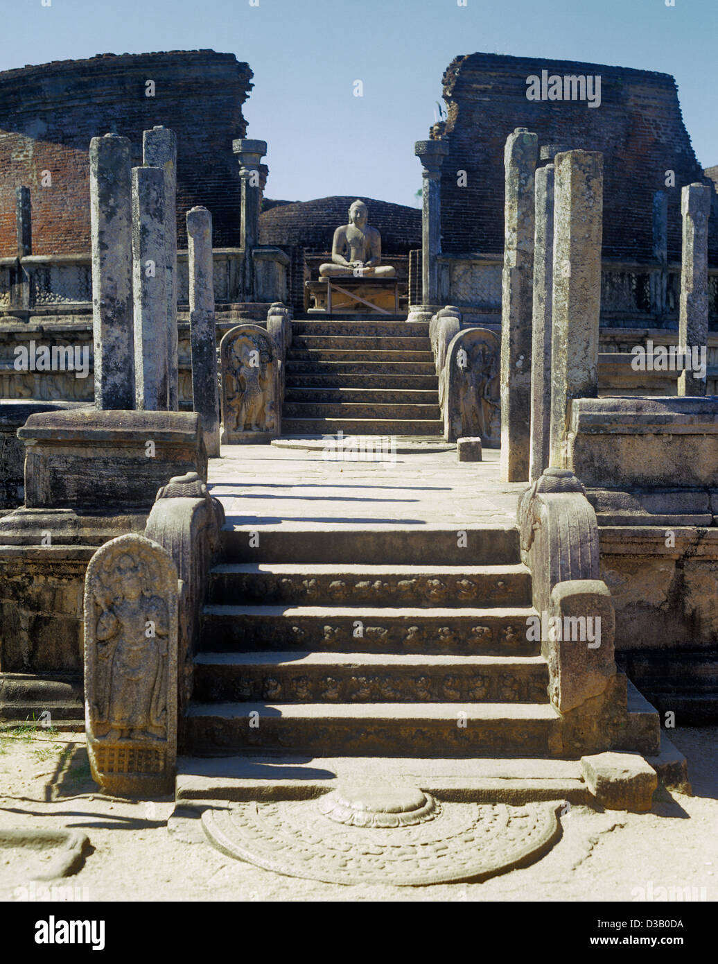 Sri Lanka, ancient city of Polonnaruwa; view of Vatadage, the Stupa ...