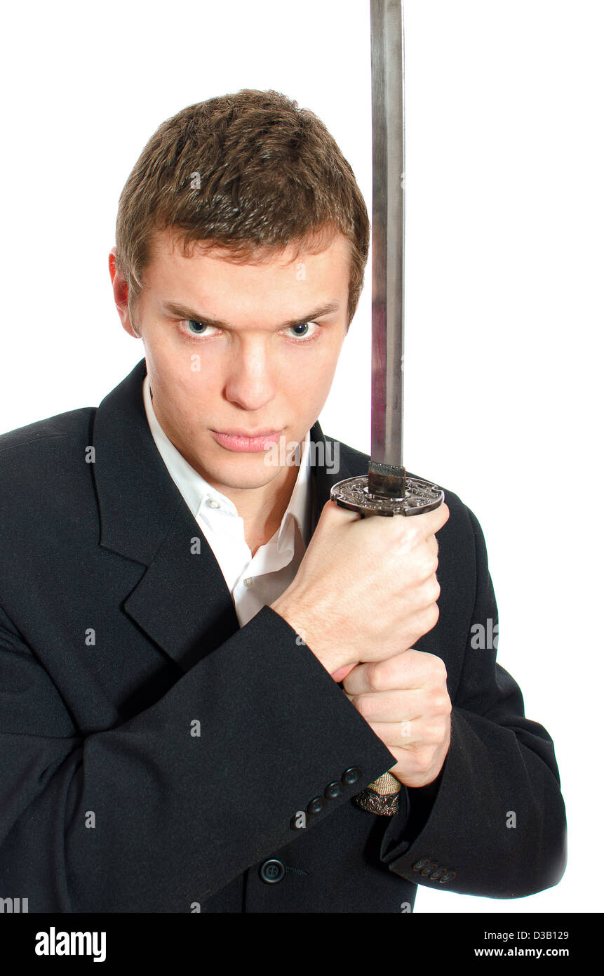 Man holding sword isolated hi-res stock photography and images - Alamy