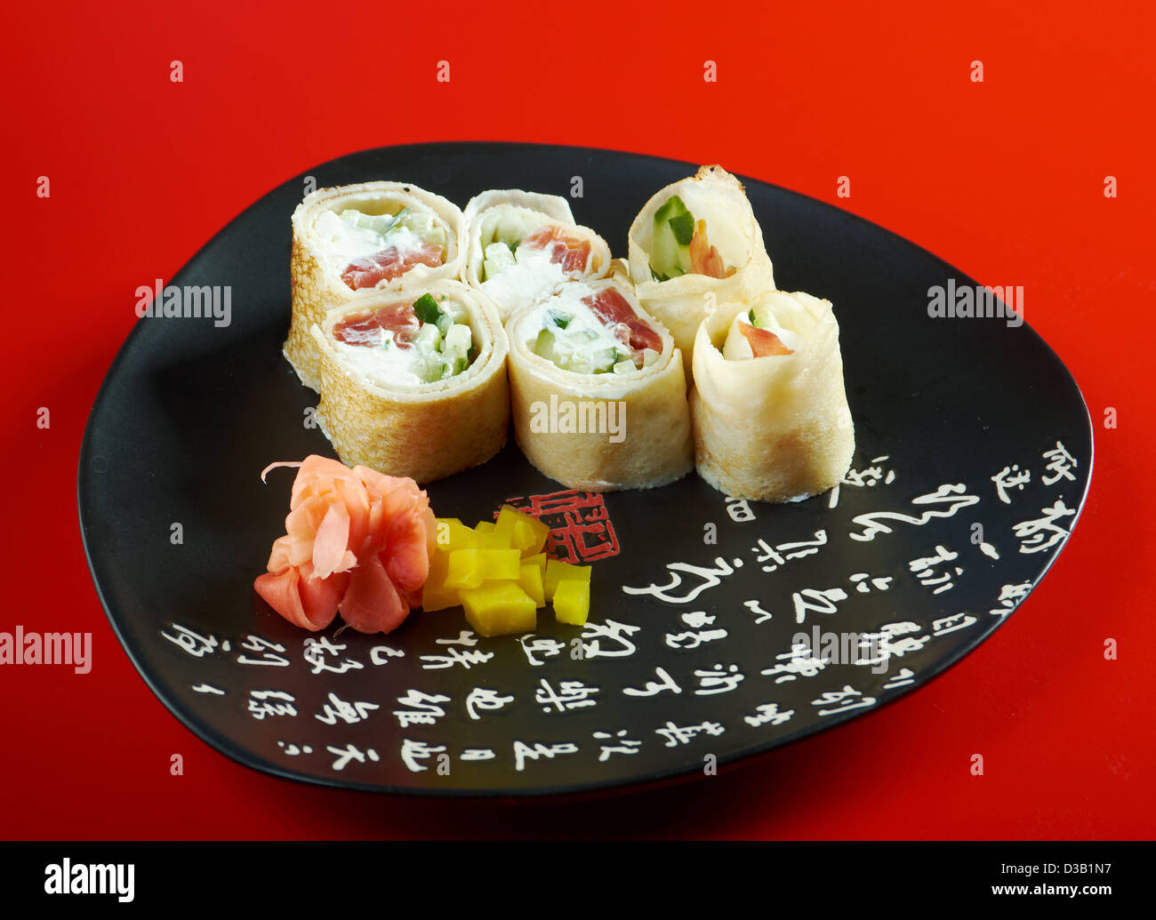 Chinese or Thai-style vegetable spring rolls Stock Photo - Alamy