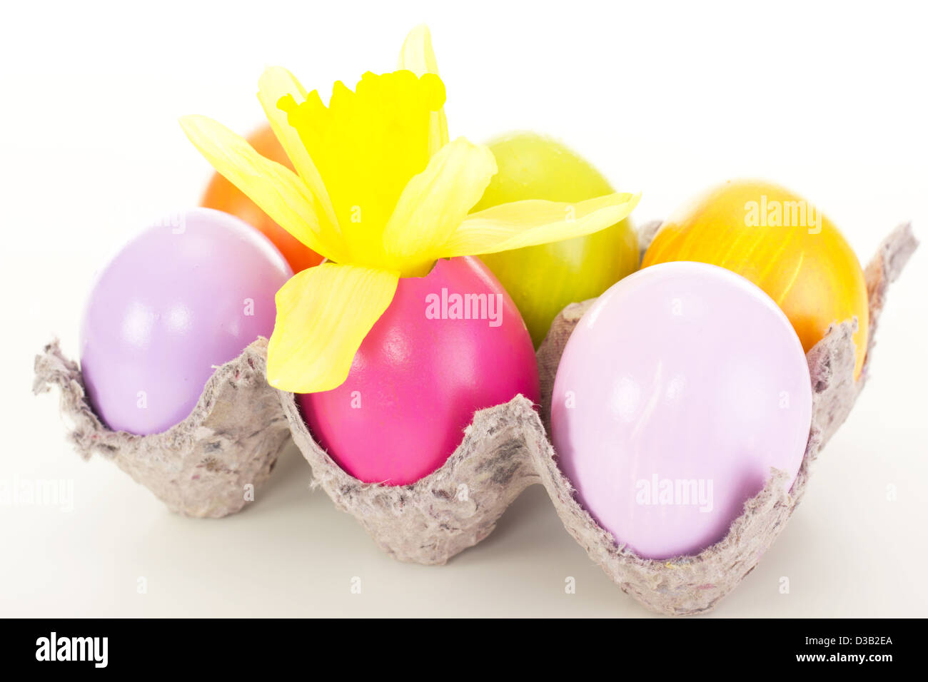 Easter eggs in an egg carton Stock Photo - Alamy