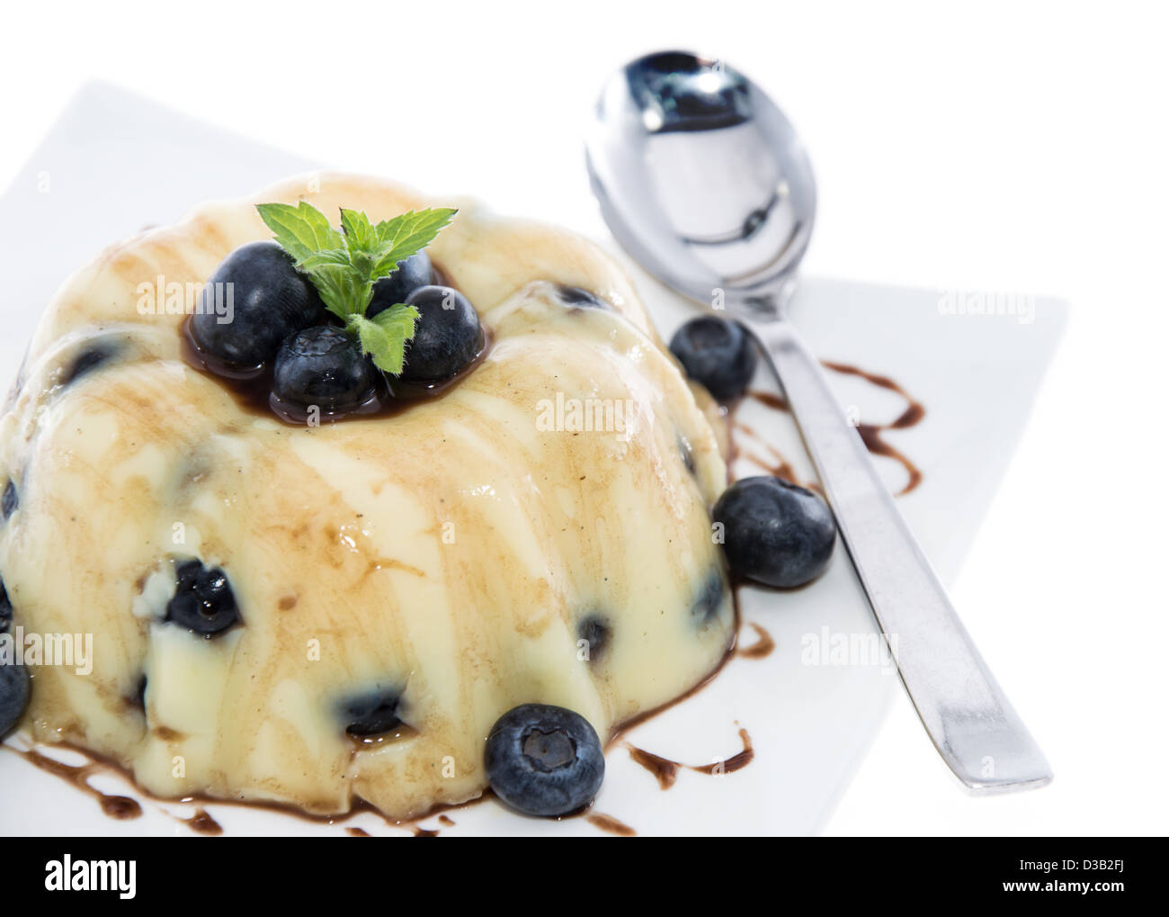 Blueberry Pudding isolated on white background Stock Photo - Alamy