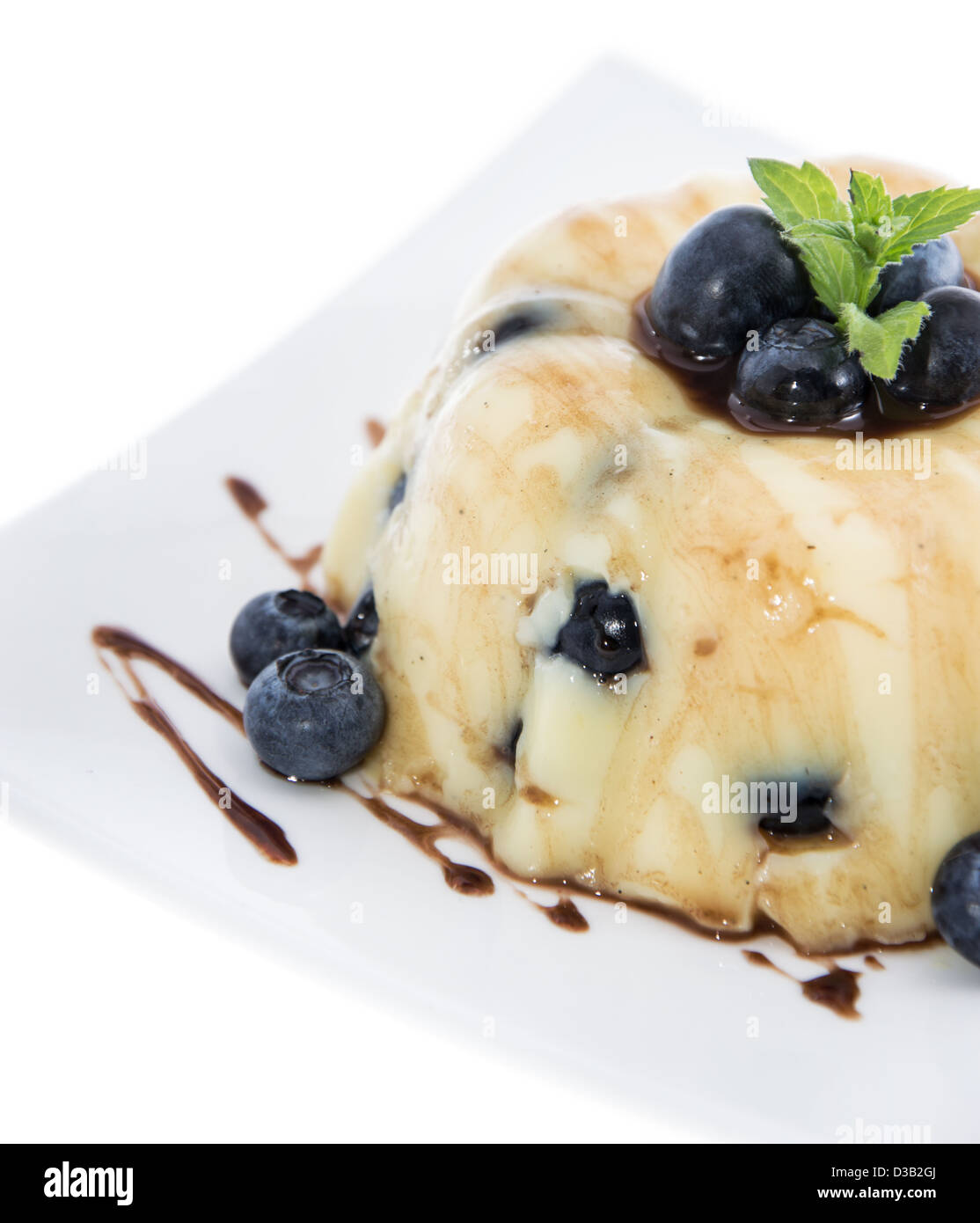 Blueberry Pudding isolated on white background Stock Photo - Alamy