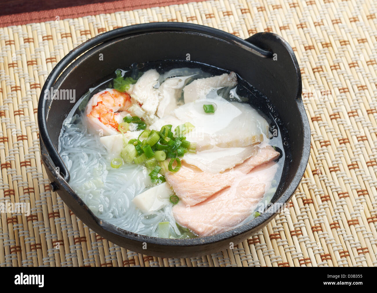 chinese traditional seafood noodle soup.Shallow depth-of-field Stock ...