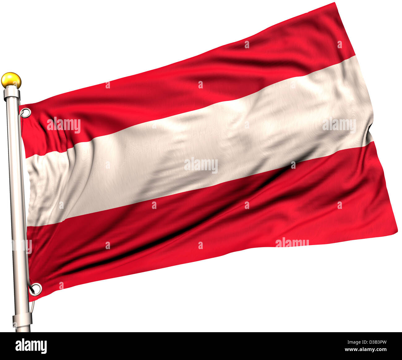 Austria flag on a flag pole. Clipping path included. Silk texture ...