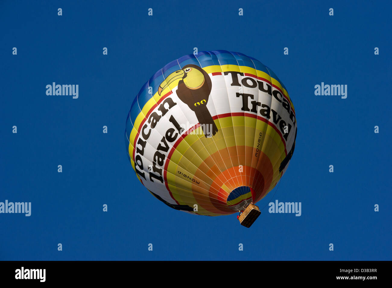 A hot air balloon flies over Hampshire in England Stock Photo - Alamy