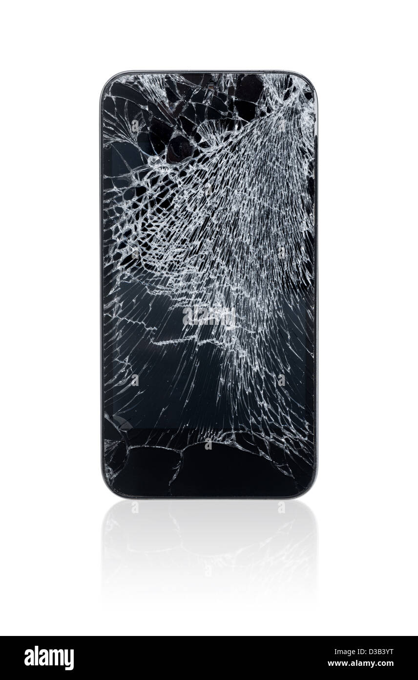Cracked mobile phone on Cut Out Stock Images & Pictures - Alamy