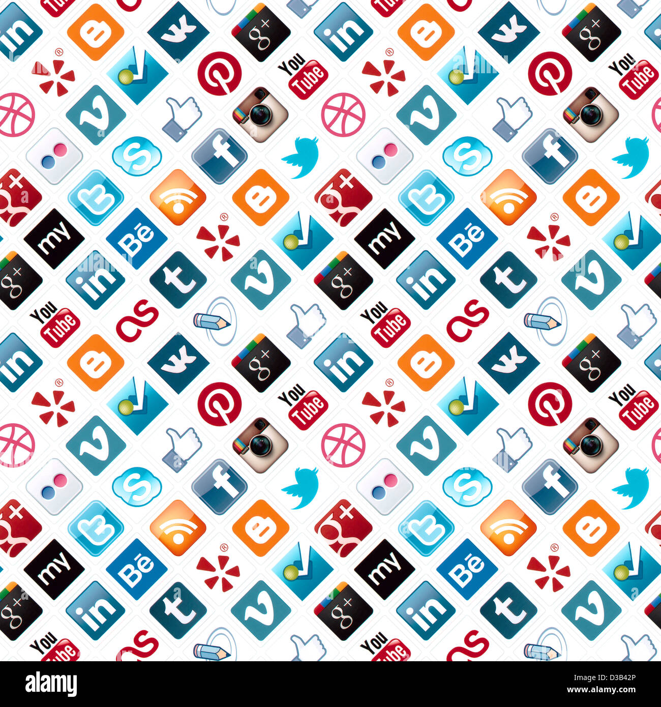 Social media icons set texture hi-res stock photography and images - Alamy