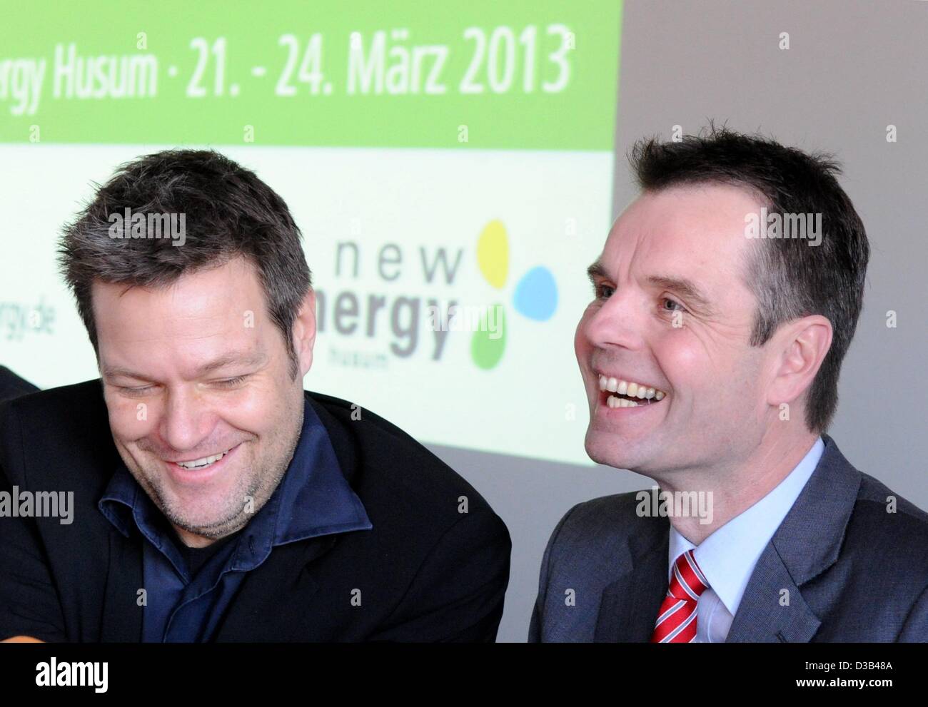 Schleswig-Holstein's Minister of the Environment Robert Habeck (L) and ...