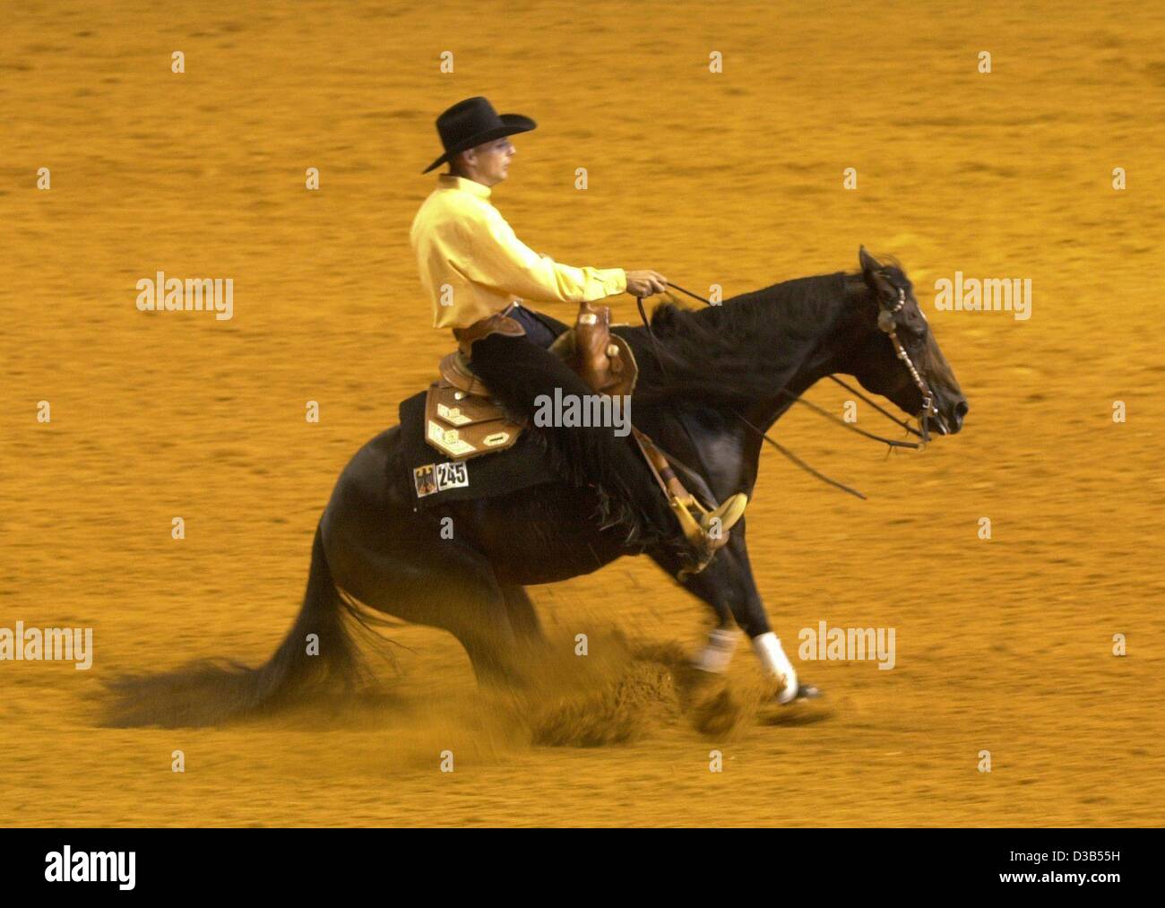 (dpa) - German rider Volker Schmitt stops his horse 'Chex Enterprise ...