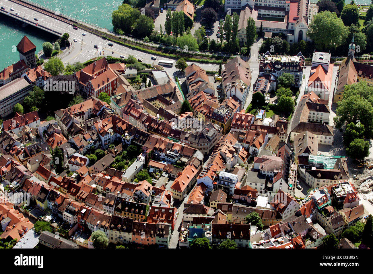 (dpa) - The aerial picture dated 03 July 2005 shows downtown Konstanz ...