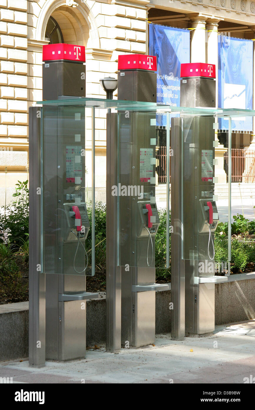 (dpa) - New public telephones stand in a row in Frankfurt, Germany, 30 ...