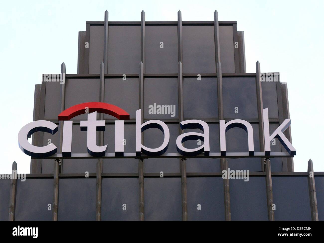 (dpa) - The new corporate logo of the Citibank, pictured on top of the ...
