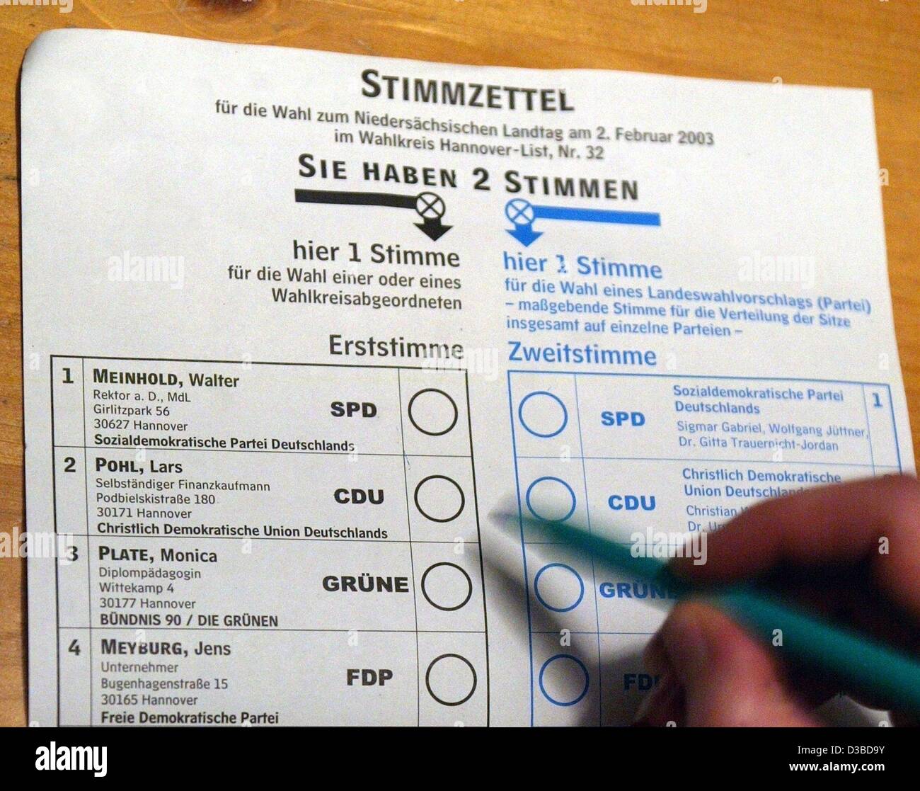 (dpa) - A ballot paper for the upcoming elections of the parliament of ...