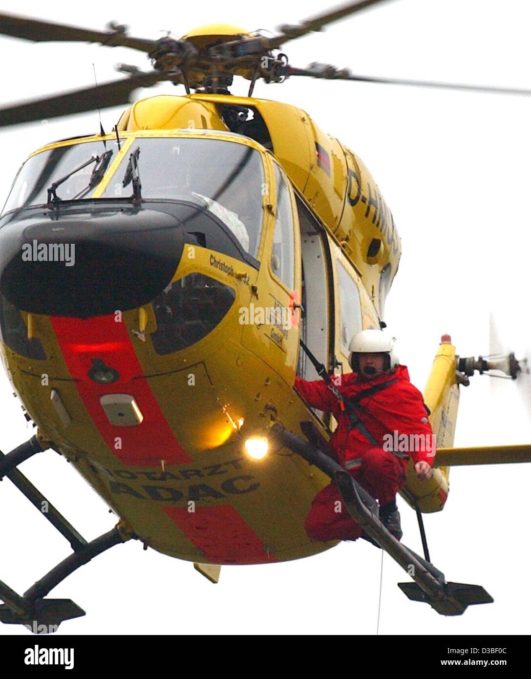 (dpa) - Rescue worker Daniel Gerth of the German auto club ADAC stands ...