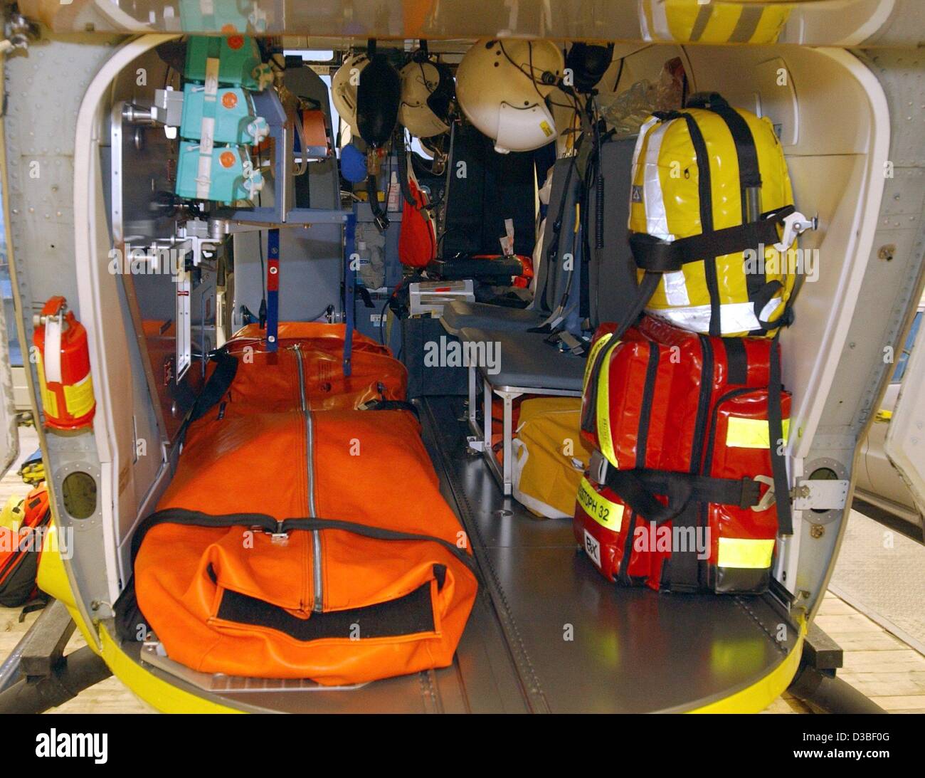 (dpa) - An interior view of the rescue helicopter Christoph 32 of the ...