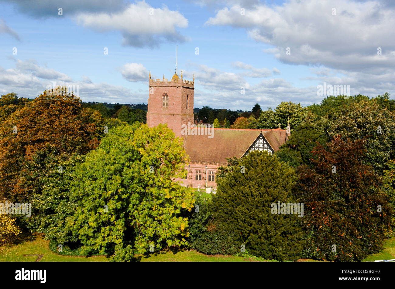 St Mary and St Andrew parish church from roof of Condover Hall ...