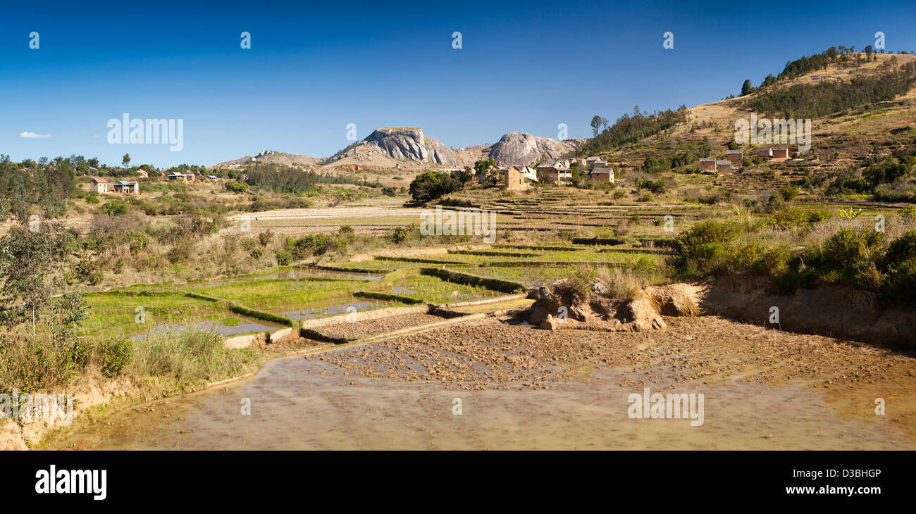 Madagascar, Fianarantsoa, terraced rice fields in agricultural ...
