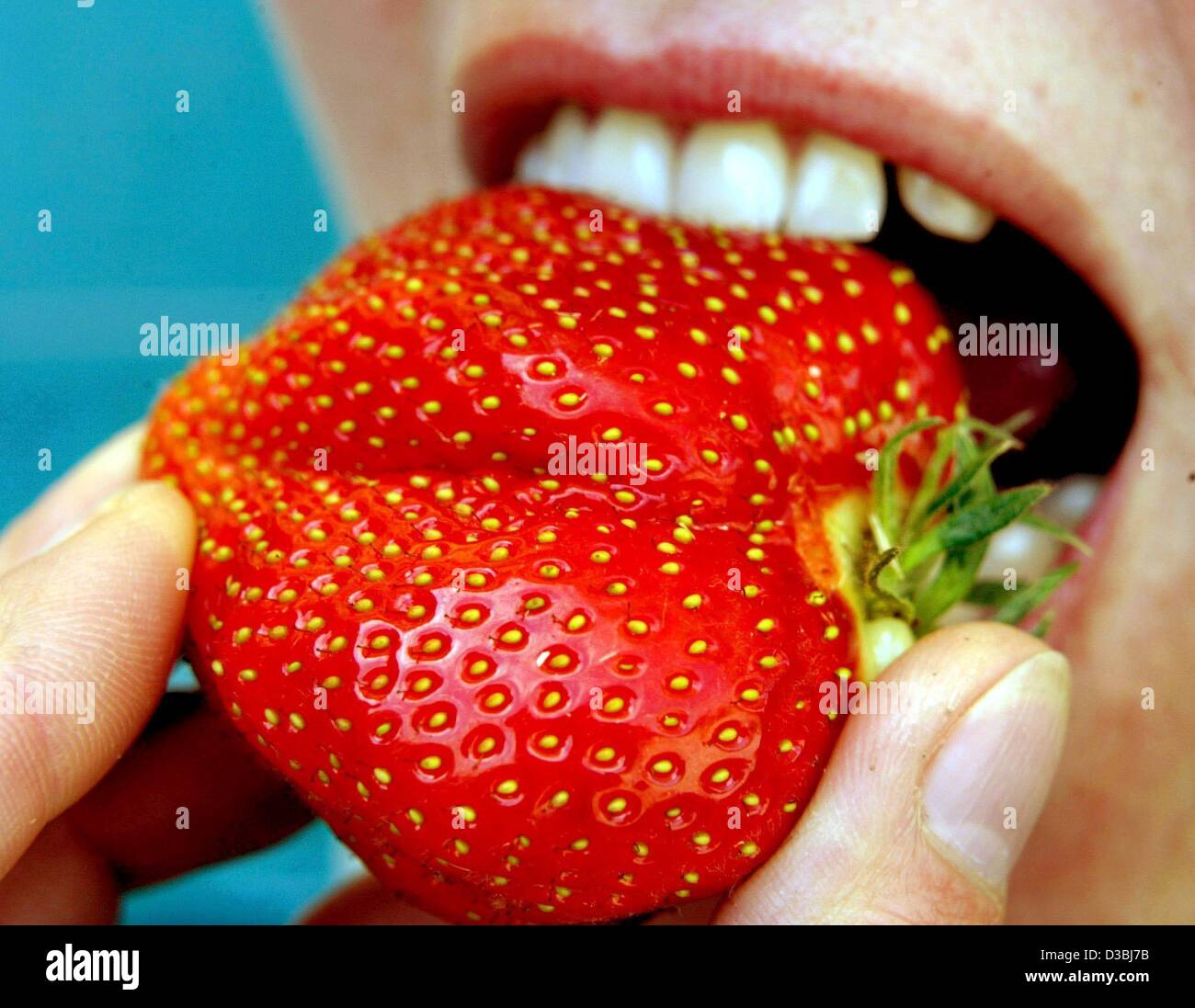 Woman strawberry teeth hi-res stock photography and images - Alamy