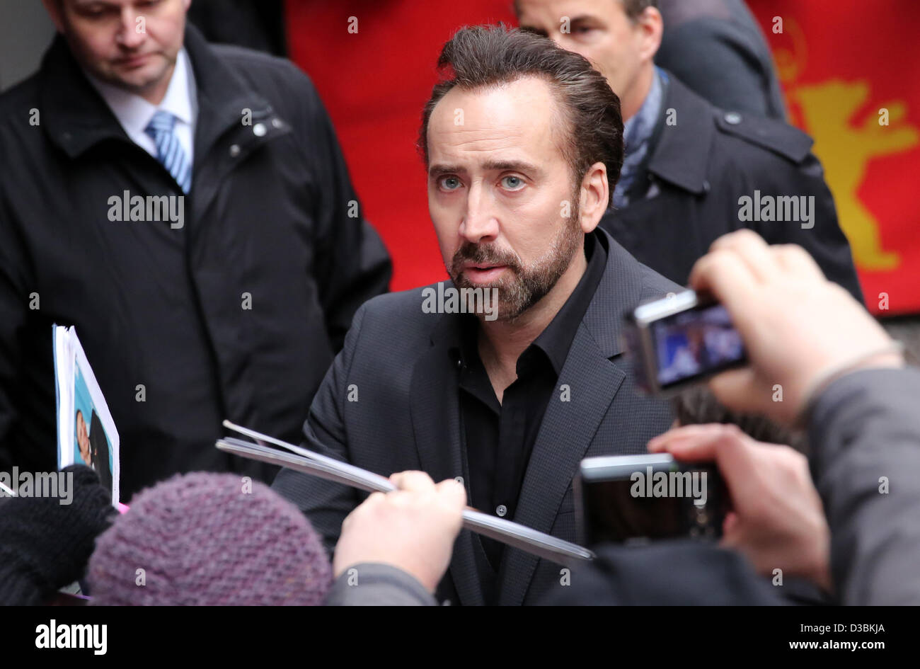 US actor Nicolas Cage arrives for the photocall of 'The Croods' during ...