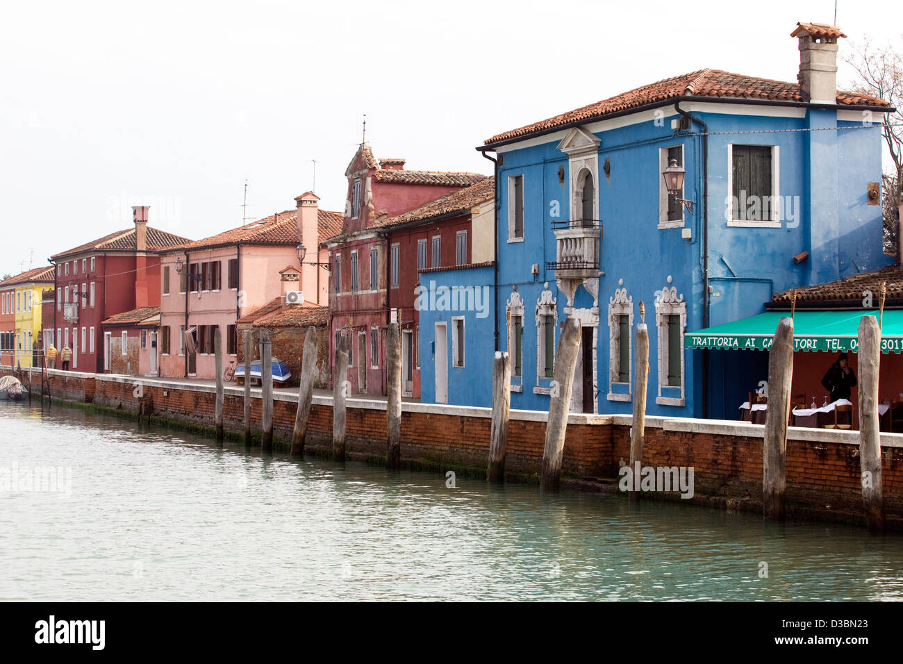 Brightly colored homes on Burano an island in the Venetian Lagoon Stock ...