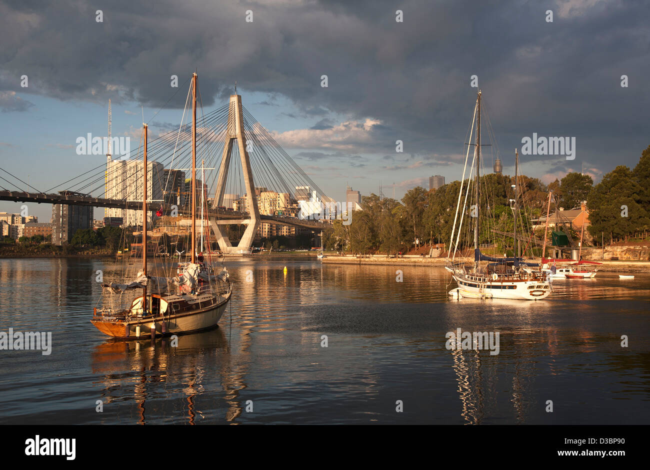 Anzac bridge sunset boat hi-res stock photography and images - Alamy
