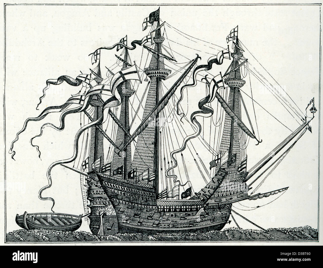 Vintage engraving from a 16th Century original of Henry Grace à Dieu ...