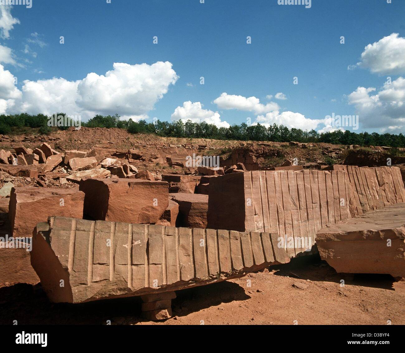 (dpa files) - A view of a sandstone quarry in the Spessart Mountains in ...