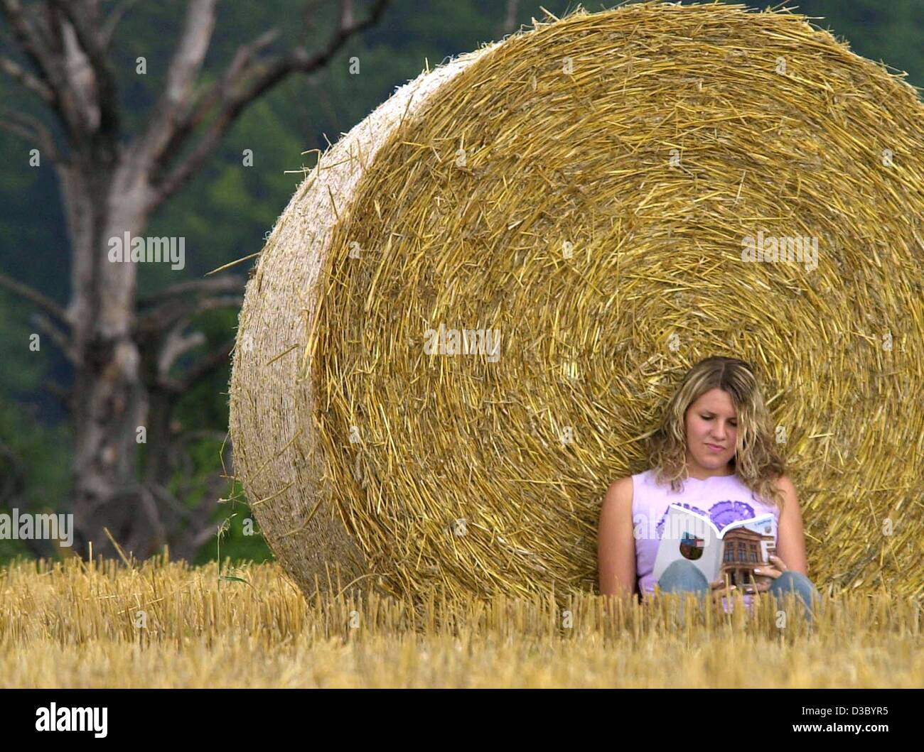 Young woman on a hay bale hi-res stock photography and images - Alamy