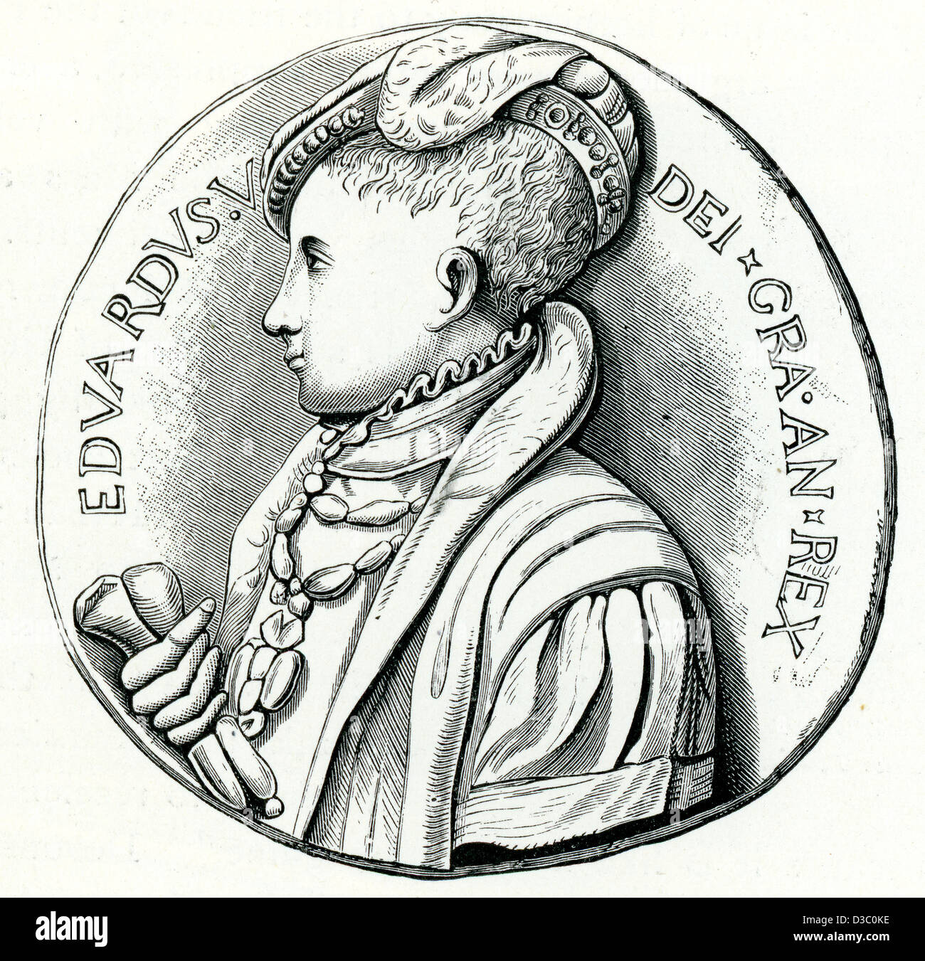 Vintage engraving of the coronation medal of King Edward VI Stock Photo ...