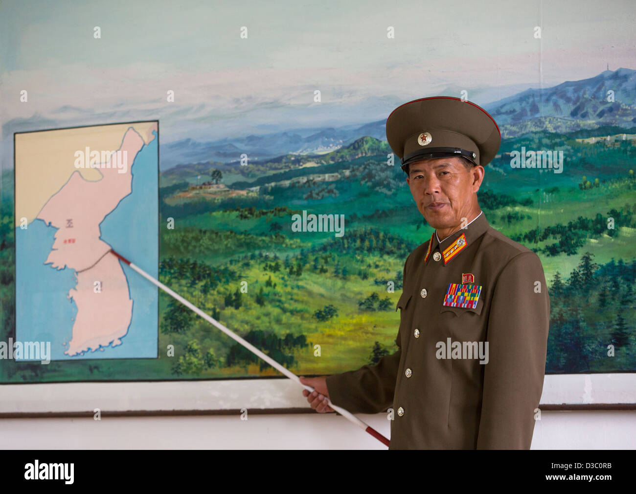 Colonel Showing A Map Of The Wall, Dmz, Panmunjom, North Korea Stock ...