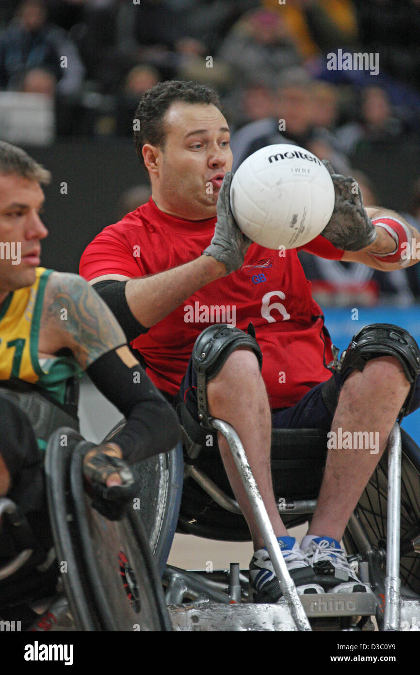 Ross Morrison of GB v Australia in the wheelchair rugby at the O2 arena ...