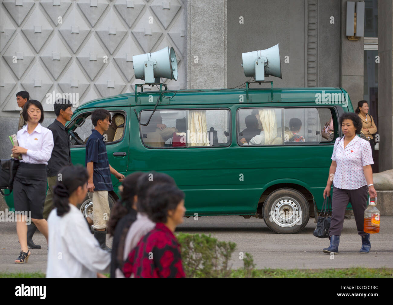 Propaganda Car With Loudspeakers, Pyongyang, North Korea Stock Photo ...