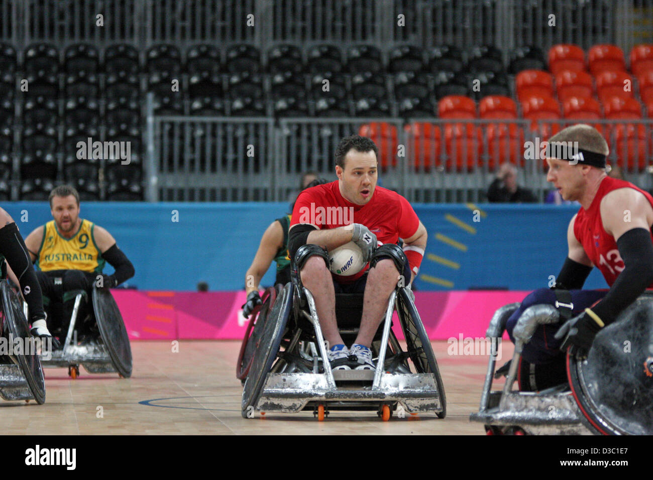Ross Morrison of GB v Australia in the wheelchair rugby at the O2 arena ...