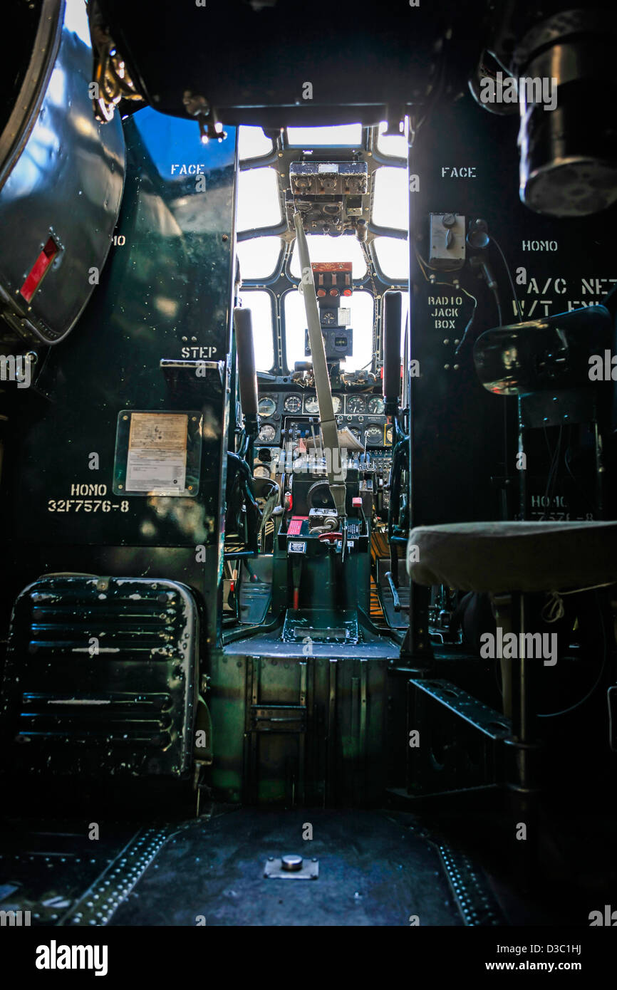 Inside a B24 Consolidated Liberator ww2 bomber plane looking at the ...