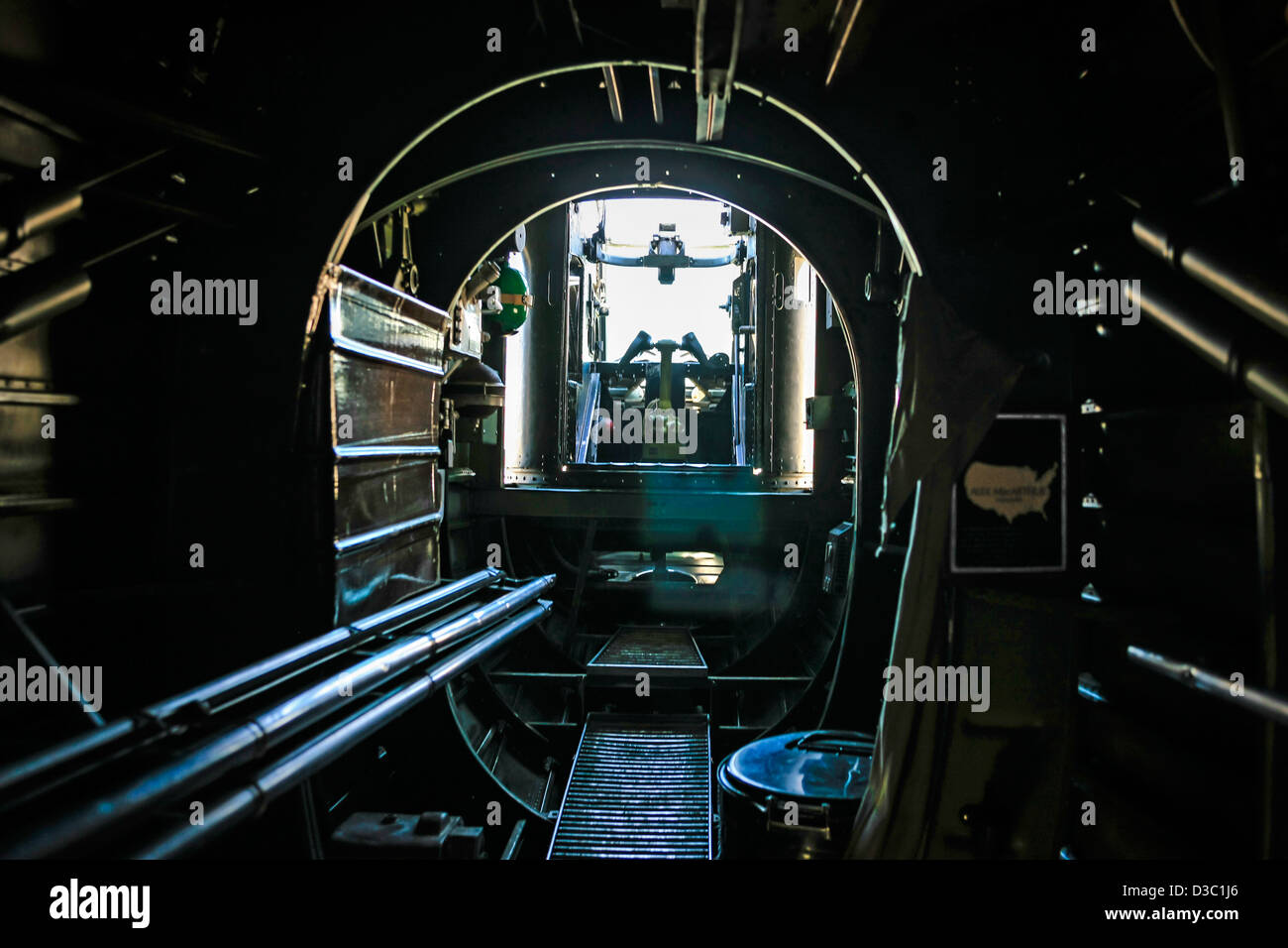 Inside a B24 Consolidated Liberator ww2 bomber plane looking at the ...