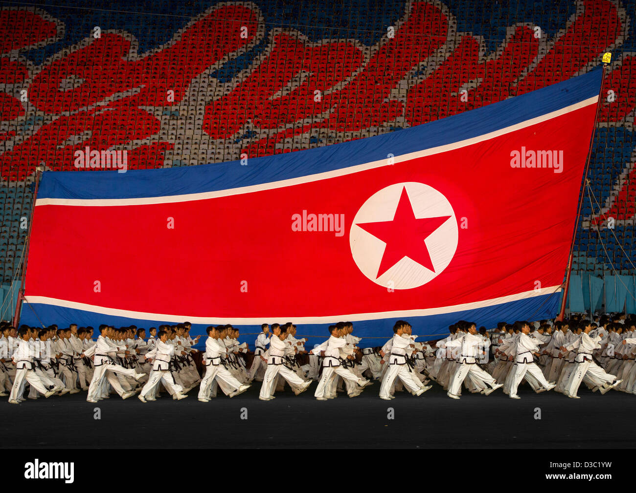 North Korean Flag During The Arirang Mass Games At May Day Stadium ...