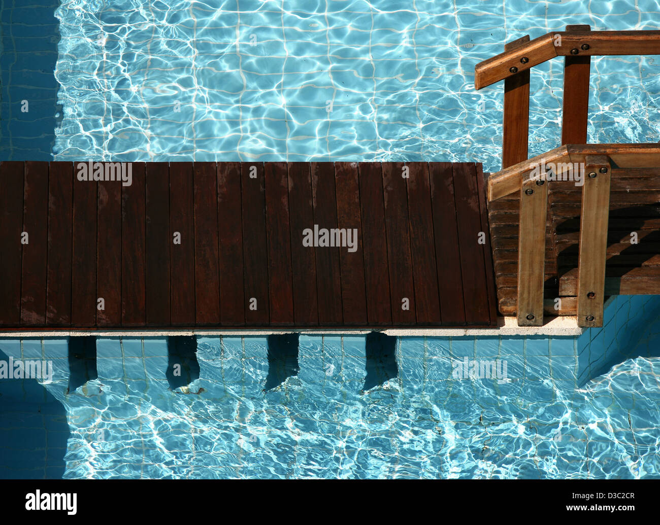 The wooden bridge in a swimming pool Stock Photo - Alamy