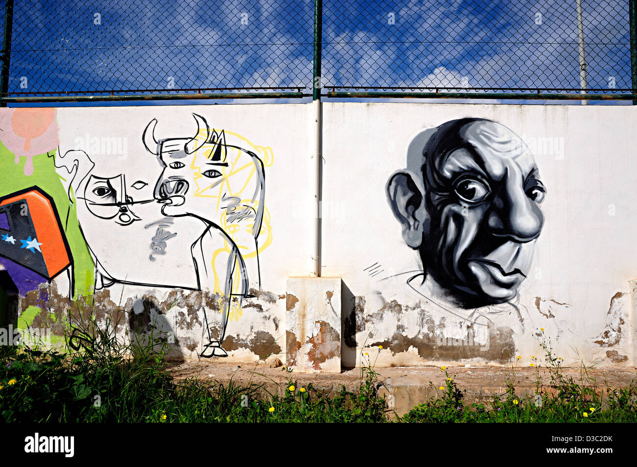 Picasso graffiti on a wall. Ibiza town, Balearic Islands, Spain Stock ...