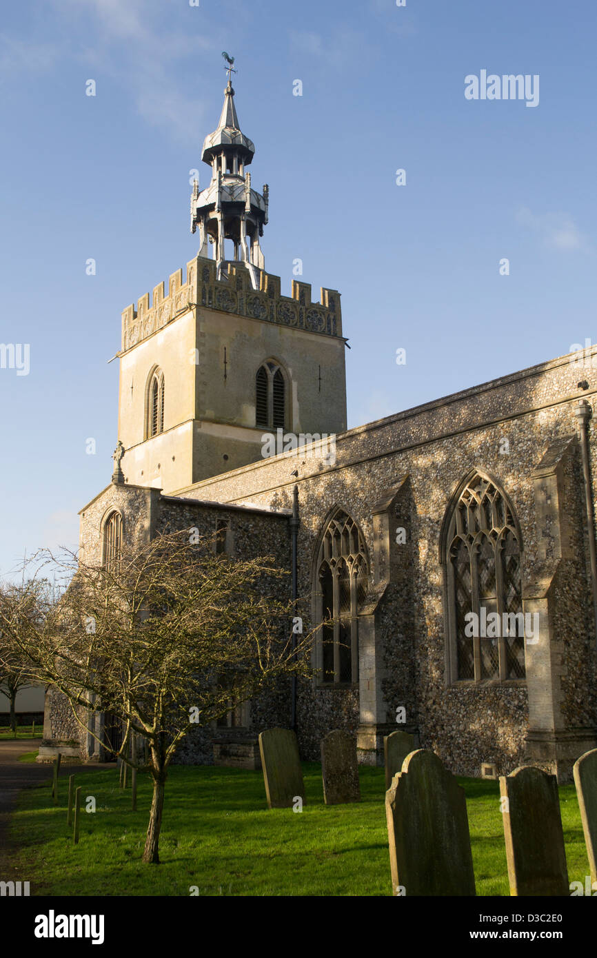 All Saints Church with medieval fleche or bell tower in Shipdham ...