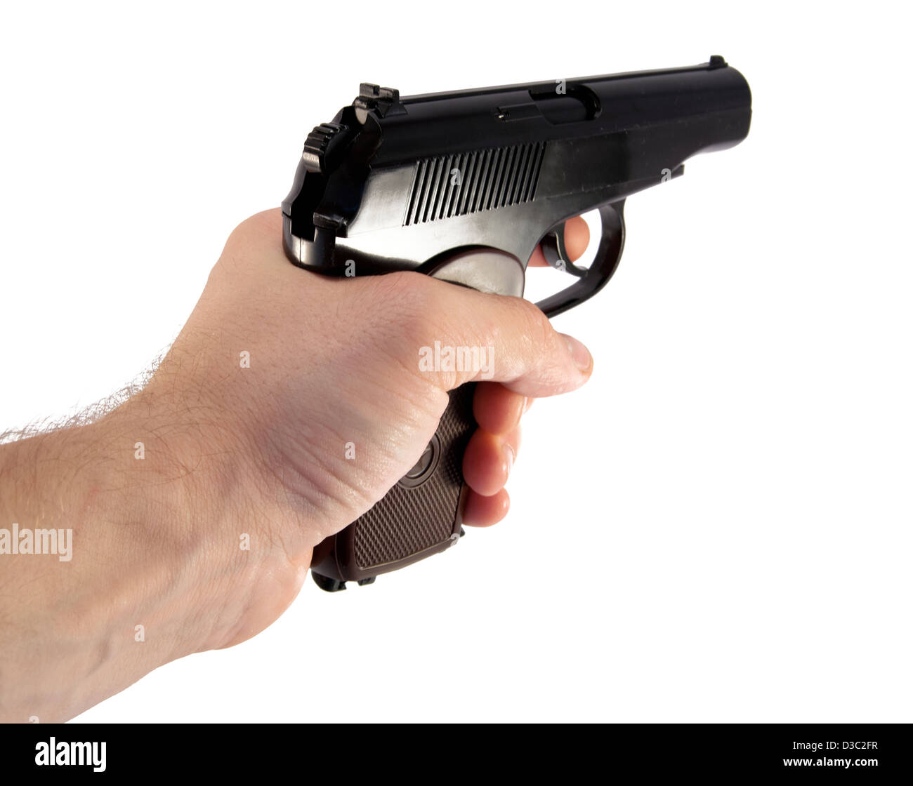 pistol in hand - isolated (white background Stock Photo - Alamy