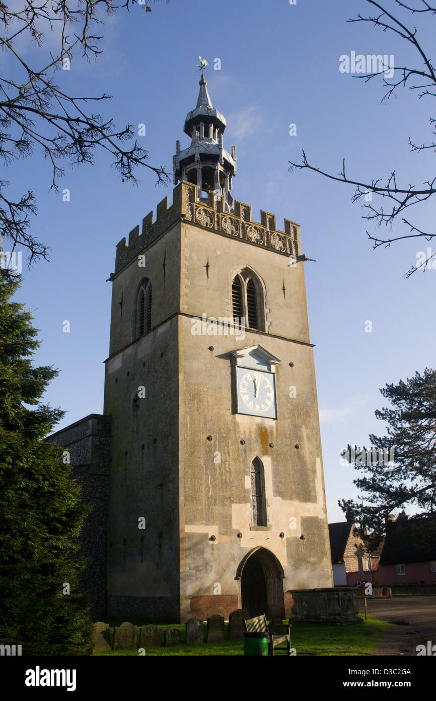 All Saints Church with medieval fleche or bell tower in Shipdham ...