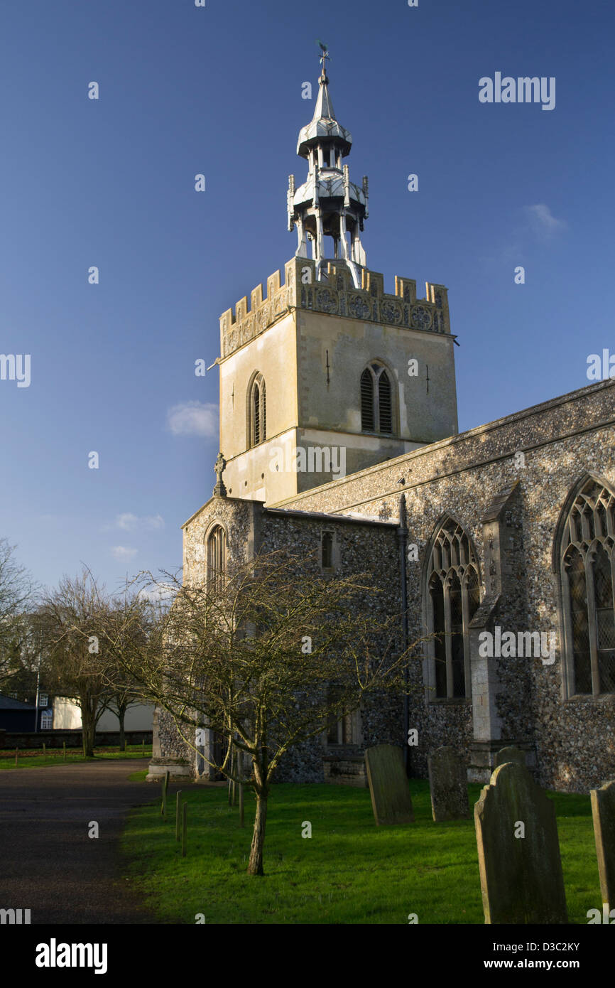 All Saints Church with medieval fleche or bell tower in Shipdham ...